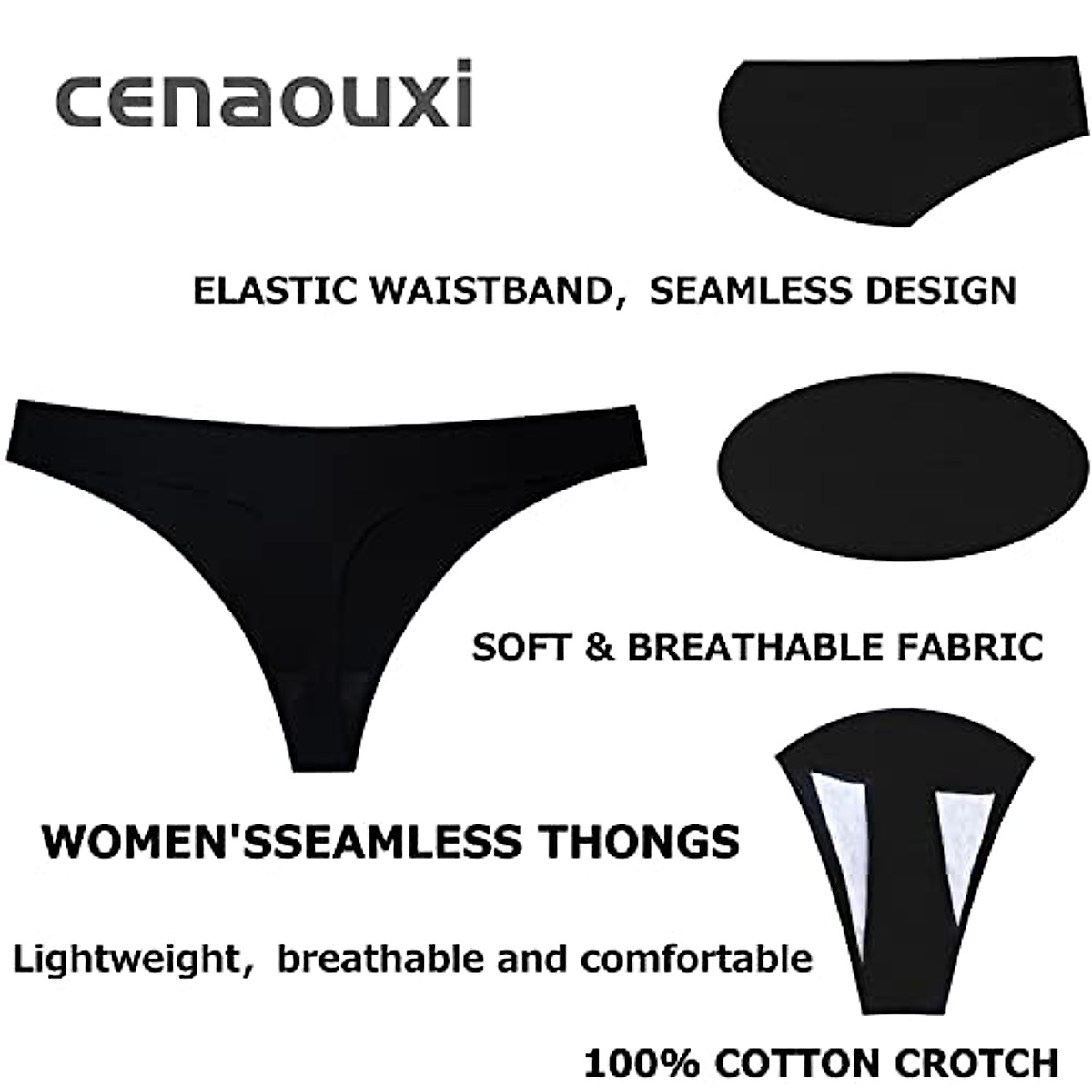 CENAOUXI Seamless Thongs for Women No Show Underwear Sexy Low Waist T Back String Underpants Gift for Women