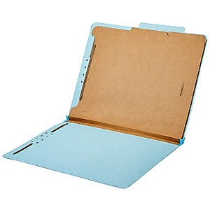Amazon Basics Classification Folder- 100% Recycled, 2 Dividers, 2" Embedded, Letter, Light Blue, 10 per Box
