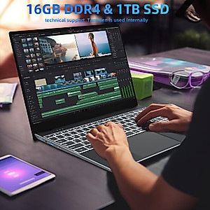 Morostron 15.6" Touch Screen Laptop 16GB RAM 1TB SSD 1080P FHD, Win11 Quad-Core Processor, Full Metal Laptop with Backlit Keyboard & Finger Print Touch ID, AC WiFi, WPS, Mini HDMI, USB 3.0