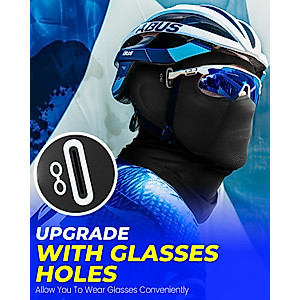 Balaclava Face Mask with Glasses Holes for Men Women Summer Cooling Shiesty Mask Sun UV Protection for Motorcycle Ski Work Black
