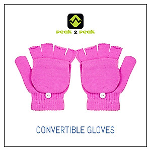 PEAK 2 PEAK Girls Pink Earmuff and Convertible Fingerless Gloves Winter Set [4014]