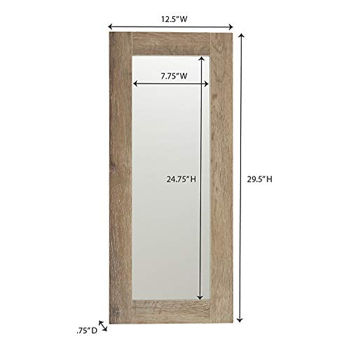 Household Essentials 8078-1 Ashwood Rectangular Wall Mirror