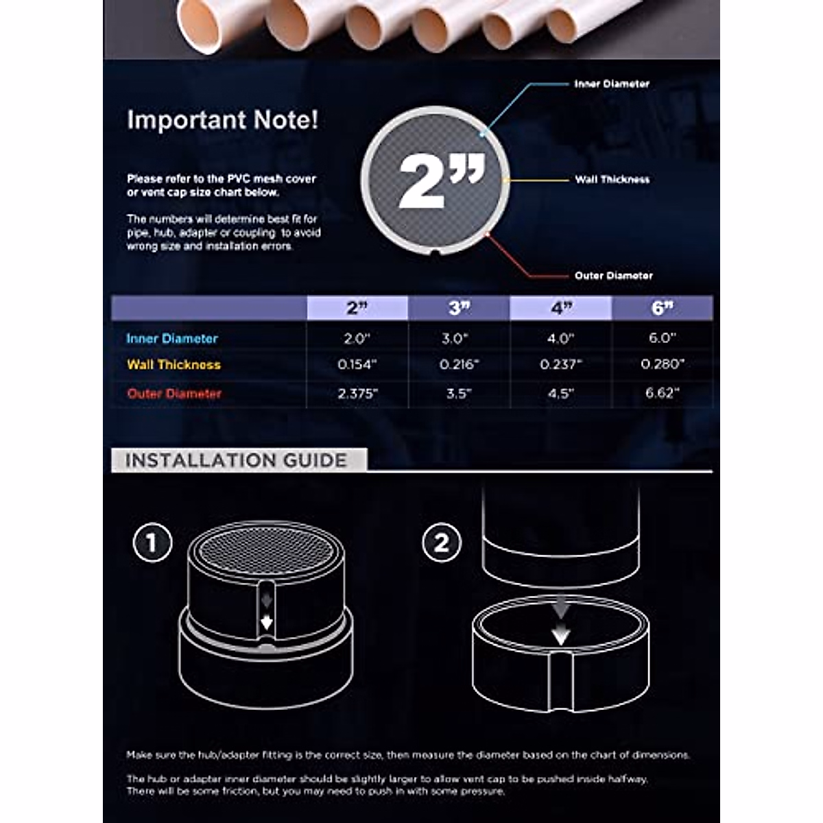 Raven R1508 Termination Cap Vent Cover Mesh Screen, Round Furnace PVC Pipe Stainless Steel Roof Vent Cap, Drain Screen 2" Inner & 2-3/8" Outer Diameter