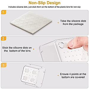 SMARTAKE 28-Piece Drawer Organizers with Non-Slip Silicone Pads, 4-Size Desk Drawer Organizer Trays Storage Tray for Makeup, Jewelries, Utensils in Bedroom Dresser, Office and Kitchen, Clear