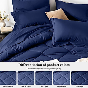 Newspin Twin Bed in a Bag 6 Pieces Comforter Set, Blue All Season Bed Set, Twin Bedding Sets with Comforter and Sheets, Pillow Sham, Flat Sheet, Fitted Sheet, Pillowcase and Bed Skirt
