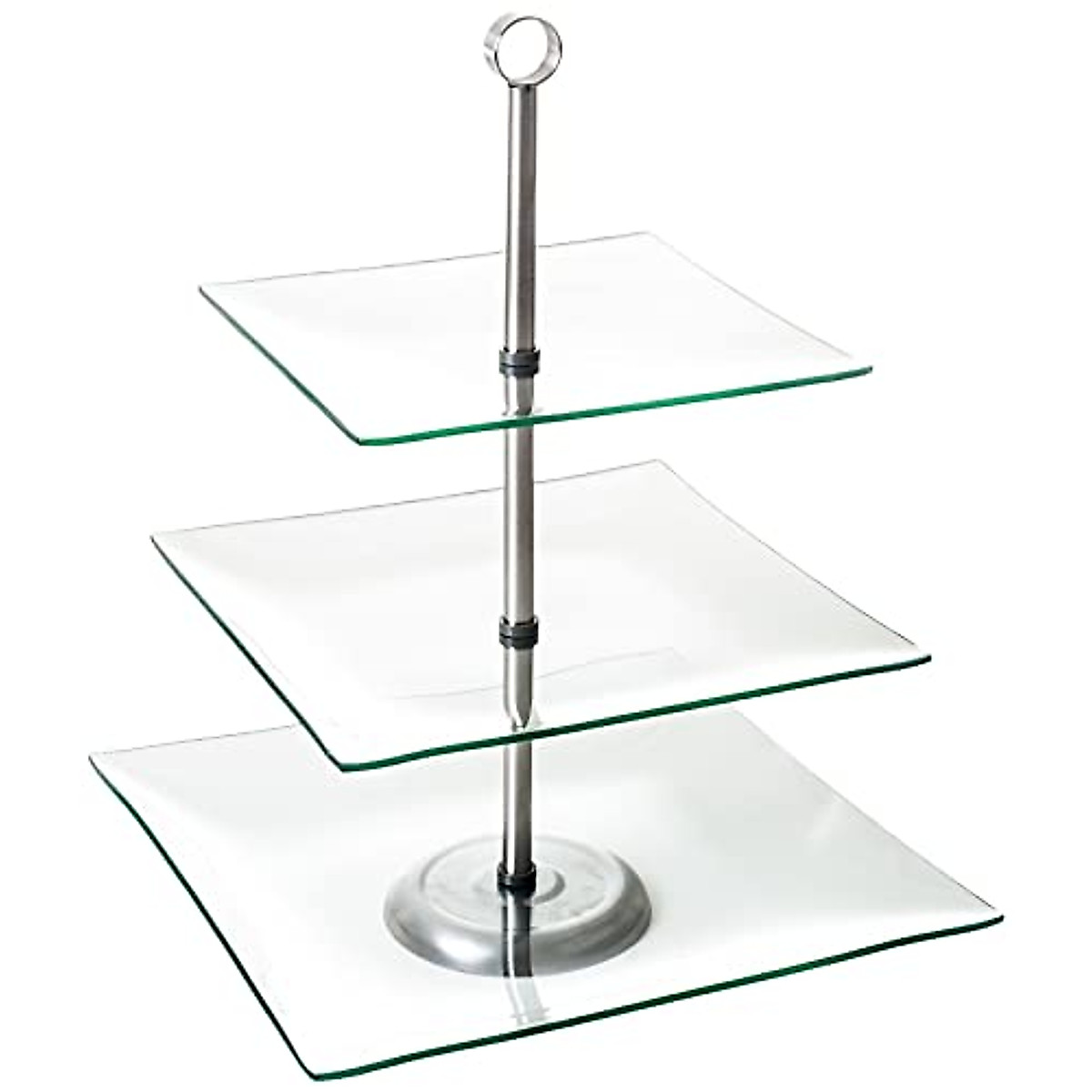 Home Dess Chef Buddy Three Tier Square Glass Buffet and Dessert Stand, 1 Pack, Clear