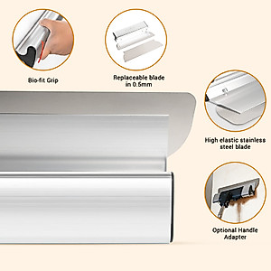 PHENDO Drywall Skimming Blade Set - 12",22",32" Blades in 0.35mm + Replacement Blades in 0.5mm×3 + 37-78” Extension Handle with Rod, Drywall Tools, Ergonomic Aluminum Grip & 304 Stainless Steel Blades