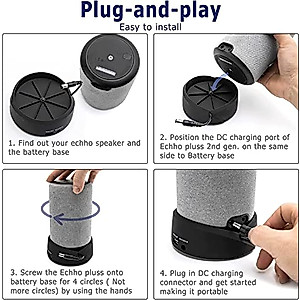 Battery Base for Echo 3 & Echo Plus 2 Make Them Portable Not Include The Speaker or Charge Cord ( Upgrade Version)