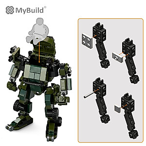 MyBuild Mecha Frame Armed Forces 7002 - Ajax Mech and Army Vehicle Building Toy Military Themed Builing Brick Set