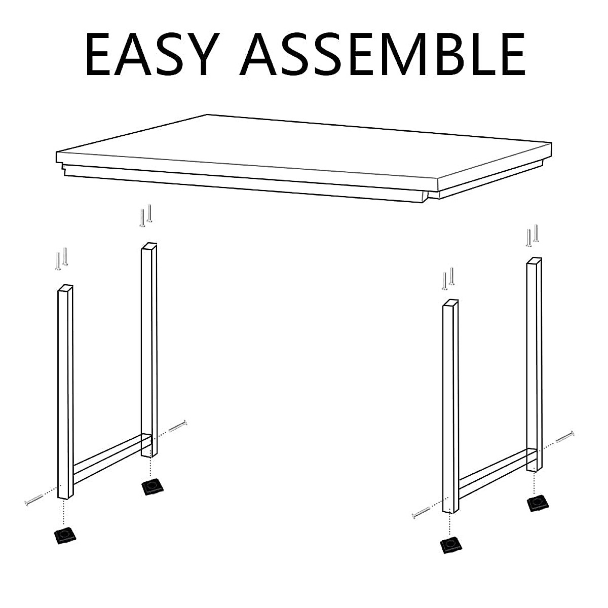 G-PLUS Computer Desk,Sturdy Small Home Office Writing Table,Black & White Modern Style Simple Gaming Study Table