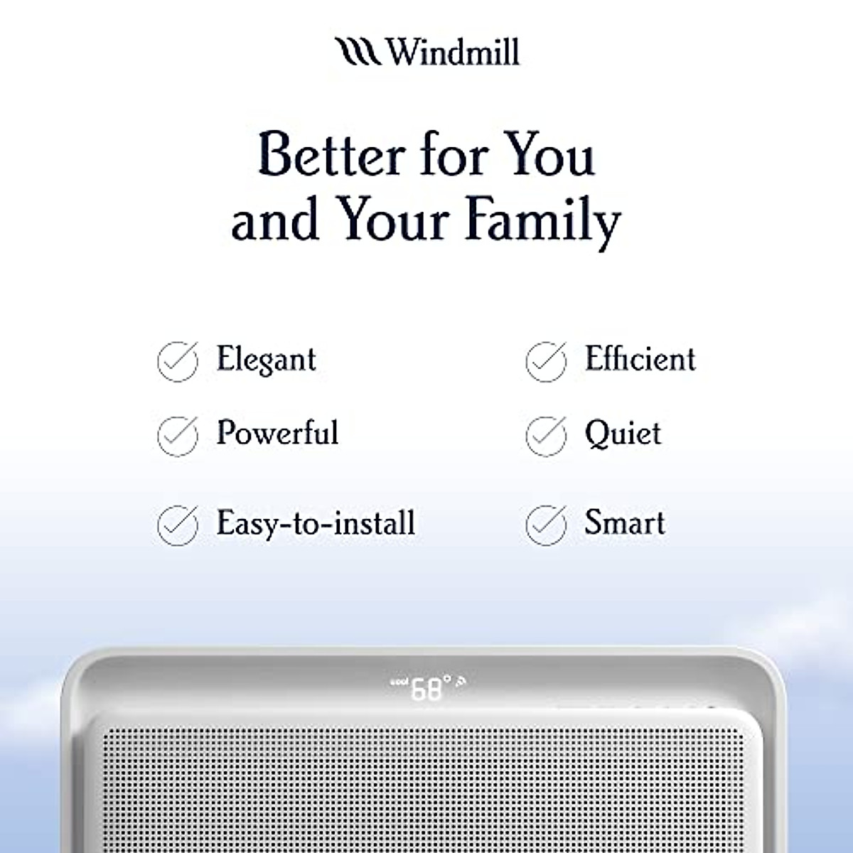 Windmill Air Conditioner Smart Home AC Unit - Easy to Install, Quiet, and Energy Efficient - Side Insulation - Auto-Dimming LED Display - App and Voice-Enabled - 6000 BTU - Designed in the USA