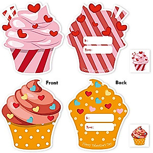 CUALFEC Valentine's Day Cards for Kids Valentines Cards Set with Temporary Tattoos and Envelopes Perfect Choice for Classroom Gift 8 Different Cute & Adorable Designs - 48 Pack