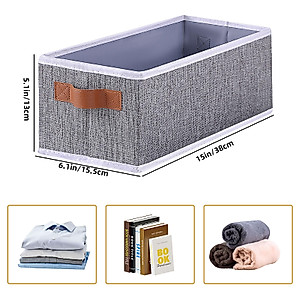 OUTBROS Storage Bins,Foldable Storage Baskets for Organizing,Fabric Storage Boxes With Handles,For bedrooms, living rooms, Shelves,Grey,15x6.1x5.1in,3-Pack