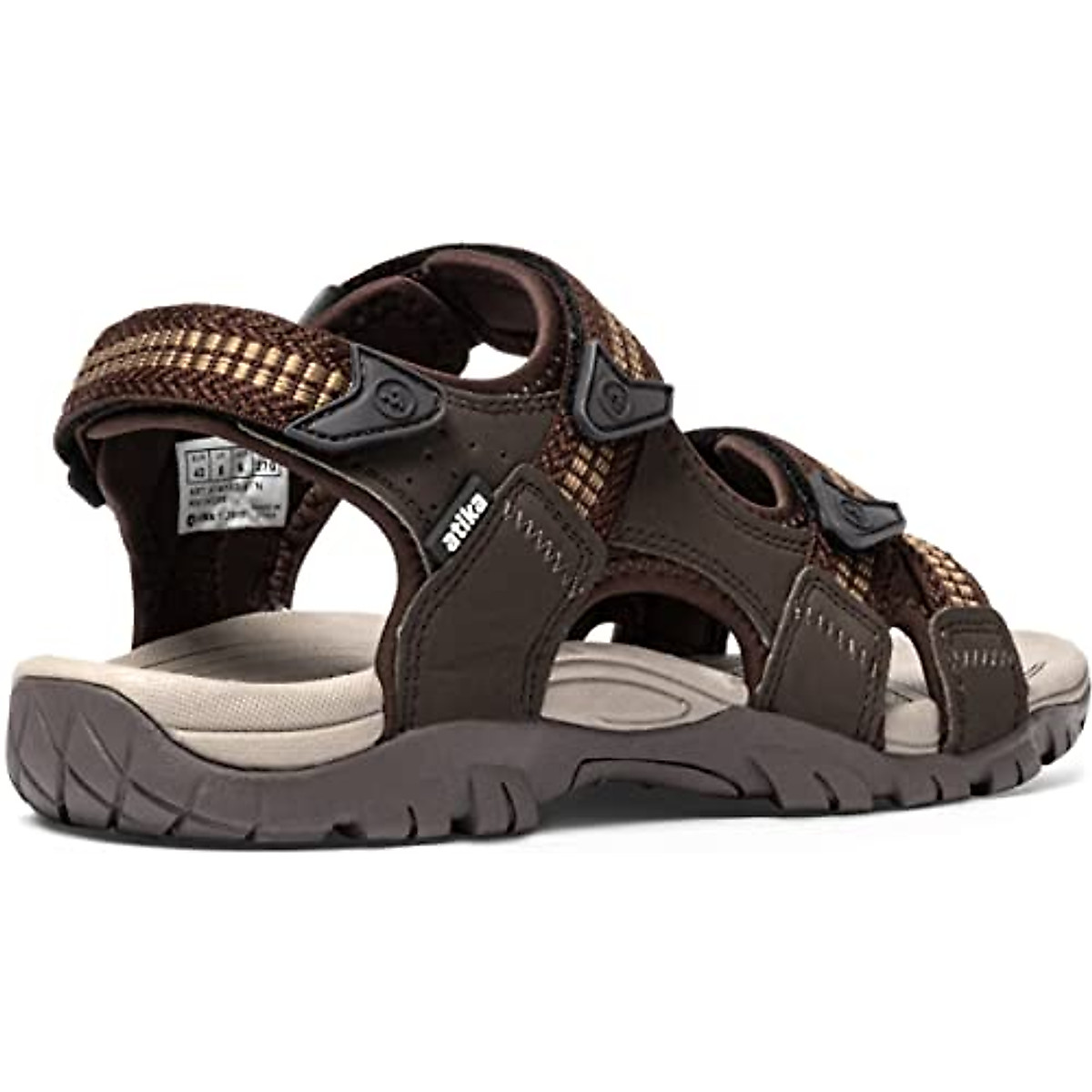 atika Men's Open Toe Arch Support Strap Water Sandals, Outdoor Hiking Sandals, Lightweight Athletic Trail Sport Sandals, Havana 2 Brown Tan, 7