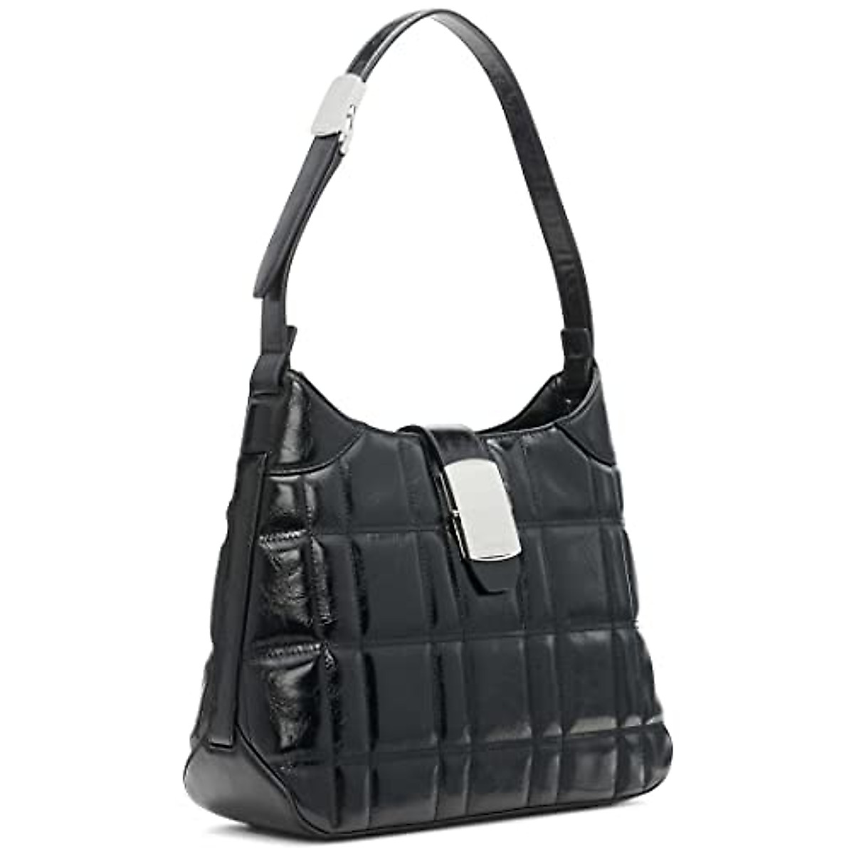Calvin Klein Frankie Shoulder Bag, Black Quilted Grid
