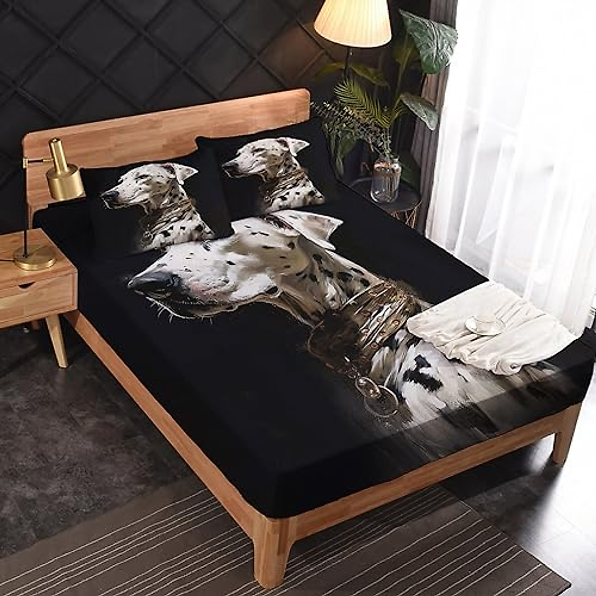 Dalmatian Sheets Full Size Sheet Sets - Dog Bed Sheets, Soft Microfiber & Deep Pocket & Wrinkle Free Patterned Bedding Sheets & Pillowcases, 4 Piece ( 1 Fitted Sheet, 1 Flat Sheet, 2 Pillow Cases )