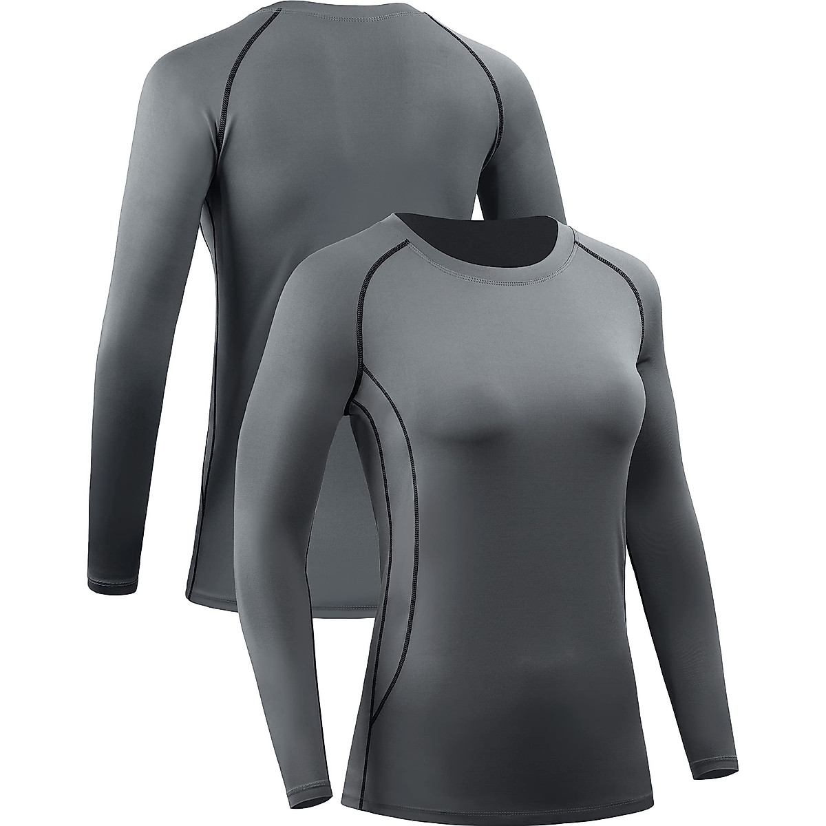 CADMUS Women's Workout Long Sleeve Shirts for Running Yoga Hiking T Shirt,Black,Grey,White,Medium