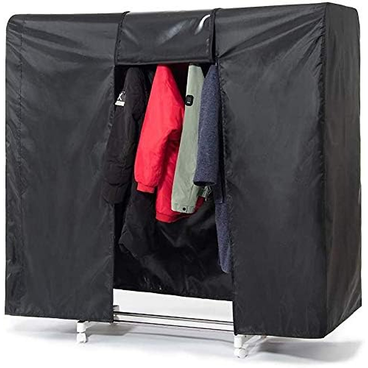 Garment Rack Cover (Clothes Rack Not Included),59" Clothes Rack Cover for Storage,Hanging Clothing Protectors Wardrobe Cover,Waterproof Garment Cover with Double Zippers for Easy Access