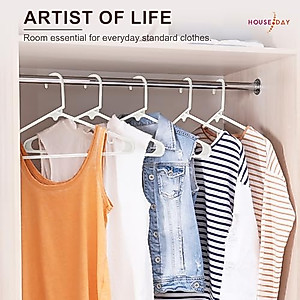 HOUSE DAY Plastic Hangers White 50 Pack Durable & Space Saving Clothes Hangers Bulk Suit & Coat Hangers with Non-Slip Hook Closet Hangers Lightweight Hangers for Clothing, Shirts, Pants, Dresses