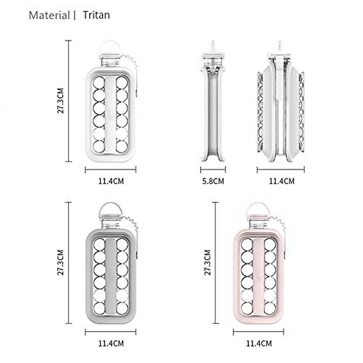 LittleStar Ice Cube Trays 2 in 1 Portable Ice Ball Maker Kettle With 17 Grids Flat Body Lid Cooling Ice Pop/Cube Molds For Hockey,Cocktail,Coffee,Whiskey,Champagne,Beer,Juice,(White)