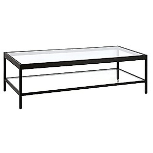 Henn&Hart 54" Wide Rectangular Rectangular Coffee Table in Blackened Bronze, Modern Rectangular Coffee Tables for living room, studio apartment essentials