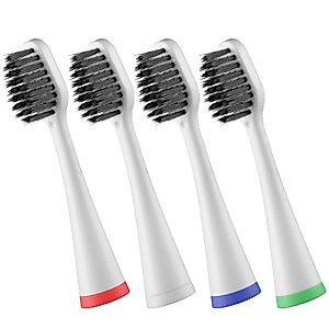 Replacement Toothbrush Heads for Waterpik Complete Care 5.0/9.0 (WP-861/CC-01), Charcoal Extra Soft Bristles, 4 Count, White