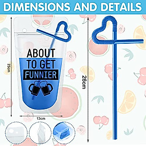 Drink Pouches with Straws Plastic Drink Bags with Zipper Party Beverage Bags Juice Pouches for Adults and Teens (36 Sets,9 Styles)