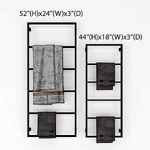 Elegant Wall Mounted 6 Tier Towel Holder, Rust-Resistant, Space-Saving Towel Rack for Effortless Drying, Perfect for Modern Farmhouse Bathroom, Kitchen, or Laundry Room Decor (44"(H) x 18"(W) x 3"(D))