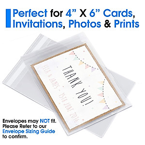 200ct Adhesive Treat Bags 4x6 Clear - 1.4 mils Thick Self Sealing OPP Plastic Bags for Bakery Cookies Christmas Party Decorative Gift Bags (4" x 6" - 200ct)