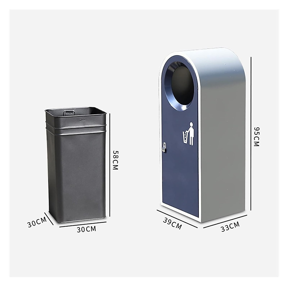 YUSIWOAL Trash Cans Outdoor Trash Can Galvanized Commercial Trash Bins Large-Capacity Garbage Can Mall Park Waste Bins 52l/13.7 Gallons Outdoors and Home