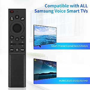 Universal Replacement Voice Remote for All Samsung Smart TV with Voice Function, Compatible with Smart Crystal Curved Frame UHD Neo TVs,with Netflix,Prime Video and Samsung TV Plus Buttons.