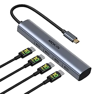USB C Hub,10Gbps USB C Splitter for Laptop,4 Ports USB C to USB C Hub Multiport Adapter for MacBook Pro/Air,iPad,Phone,Surface Pro,Chromebook, Dell, HP, Lenovo,etc(Not Support Charging/Extend Monitor)