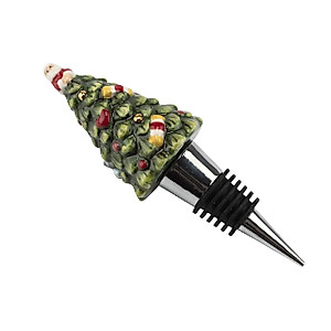 Spode Christmas Tree Bottle Stopper Figural Tree with Santa Design | Beverage and Wine Stopper | Perfect for Christmas Home Décor or Xmas Gift for Wine lovers
