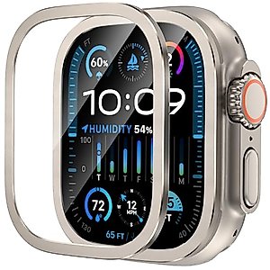YMHML for Apple Watch Ultra 2 Screen Protector Case 49mm, 2023 Titanium Alloy Frame with Tempered Glass, Waterproof Bubble-Free HD Clear Full Protective Cover for iWatch Ultra 2/1 Accessories 2 Pack