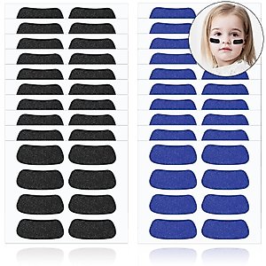 Leelosp 160 Pcs Eye Stick Softball Baseball Glitter Sports Eye Stickers Bulk Cheek Paint Football Eye Stickers Adhesive Strip School Items for Baseball Softball Football Lacrosse Sports(Black, Blue)