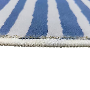 Lacomfy Modern Abstract Rug 5.2Ft Round Contemporary Area Rug Bedroom Rug Living Room Carpet Floor Rug Nonskid Soft Sherpa Rug for Dorm Dressing Room Decor Circle Play Mat for Kids, Blue