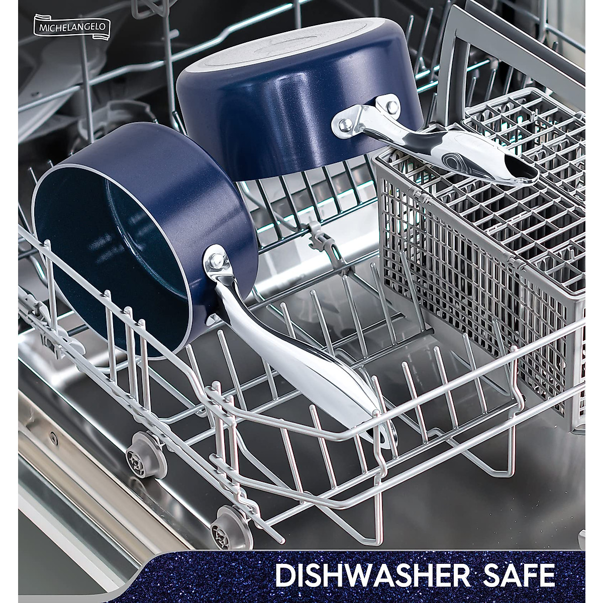 MICHELANGELO Nonstick Sauce Pan, Ceramic Saucepans with Lids, 1Qt & 2Qt & 3Qt Sauce Pan Sets, Nonstick Sauce Pans with Lids, Small Pots with Stainless Steel Handle, Oven Safe, Blue