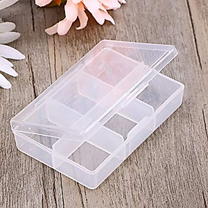Healifty 10PCS 6 Grid Plastic Jewelry Box Clear Beads Jewelry Organizer Storage Box with Dividers for Necklace Rings Earrings (Transparent)