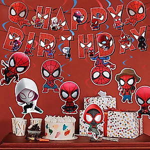 Spider Birthday Decorations Happy Birthday Banner Hanging Swirls for Spider Birthday Party Supplies