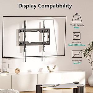 WALI Tilt TV Wall Mount Bracket for Most 26-55 inches LED, LCD, OLED Flat Screen TVs up to 99lbs with Mounting Holes 100x100mm to 400x400mm (TTM-1), Black