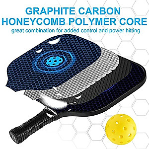 BYKUTA Pickleball Paddles Set of 2, Lightweight Graphite Carbon Fiber Pickleball Paddles, with 4 Outdoor/Indoor Pickle Balls, 1 Portable Carry Bag, Gifts for Men Women