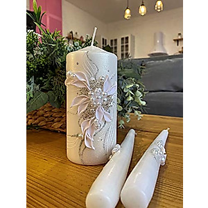 Magik Life Unity Candle Set for Wedding - Wedding Accessories for Reception and Ceremony - Candle Sets - 6 Inch Pillar and 2 10 Inch Tapers - Decorative Pillars White