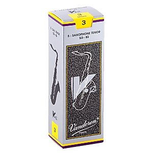 Vandoren SR623 Tenor Sax V.12 Reeds Strength 3; Box of 5, Black