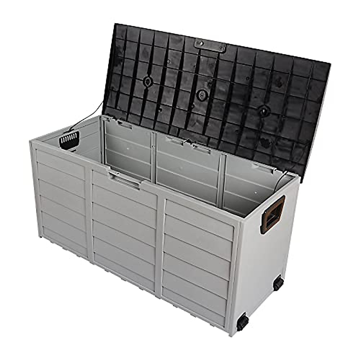 75Gallon Waterproof Outdoor Deck Box, 260L Plastic Outdoor Storage Box, Lockable Outdoor Storage Container Furniture Tools Storage Bench for Patio, Pool, Garden, Garage (Black)