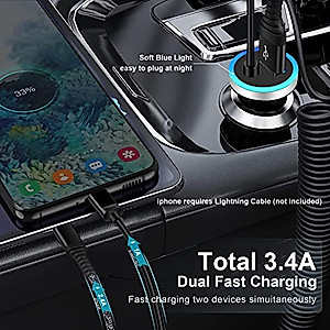 USB C Pixel 7 Car Charger,Fast Android Auto Phone Car Plug for Google Pixel 7 Pro 6a 6 Pro,5a 5 4XL,Cigarette Lighter Adapter Type C Coiled Cable 3FT for Samsung Galaxy S23 A13 5G,A53,A32 S22Ultra,S21