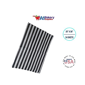 Black & White Stripes Tissue Paper 20 X 30-24 Sheet Premium High Quality Tissue Paper Made in USA by A1 bakery supplies