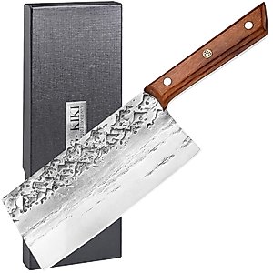 Professional Hand Forged Cleaver Knife Japanese 7 inch Kitchen Knives Super Sharp High Carbon Stainless Steel Chefs Knife Comfortable Cocobolo Wooden Handle with Gift Box