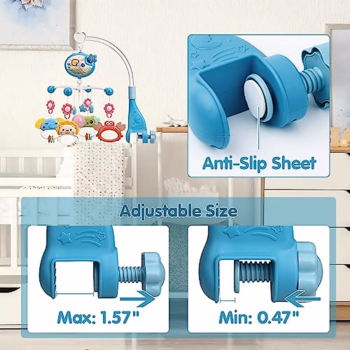 Mini Tudou Crib Mobile with Music and Lights,Baby Mobile for Crib with Hanging Rotating Rattle Toy,Star Projection,400 Lullabies and Timing Function,Remote Control Baby Crib Mobile for Boys Girls