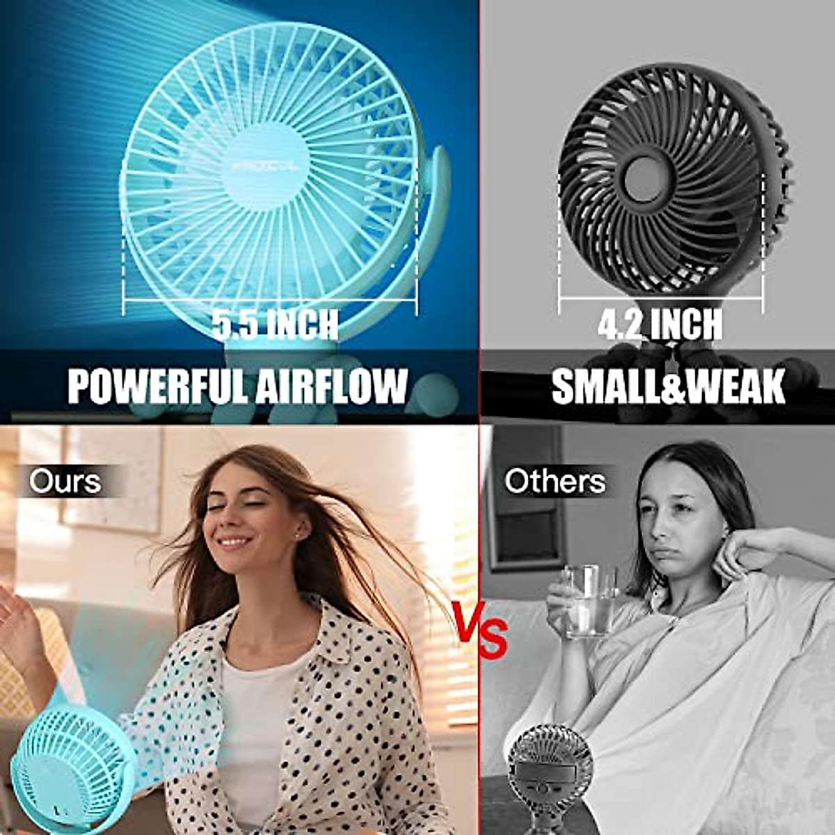 Portable Stroller Fan, Use As Power Bank, 65H 12000mAh Battery Operated Fan Flexible Tripod Baby Car Seat Fan, Personal Mini Handheld/Desk/Small Clip On Fans For Stroller, Carseat, Beach, Bed, Camping