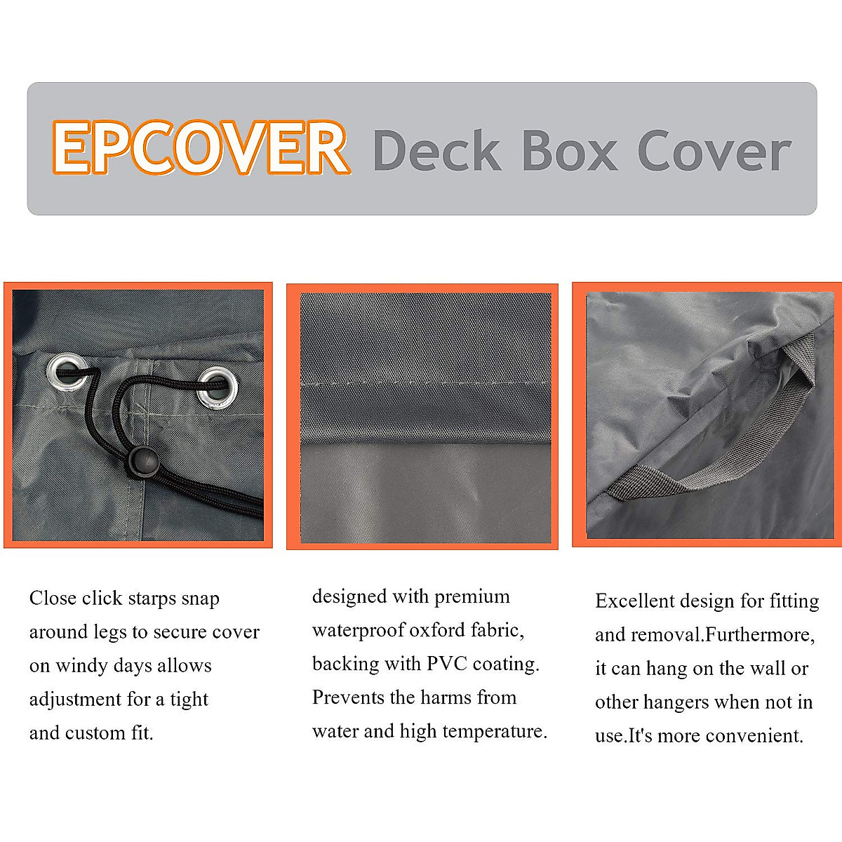 Patio Deck Box Cover to Protect Large Deck Boxes,Deck Storage Box Cover Protects from Outdoor Rain Wind and Snow(Gray, 62 in)